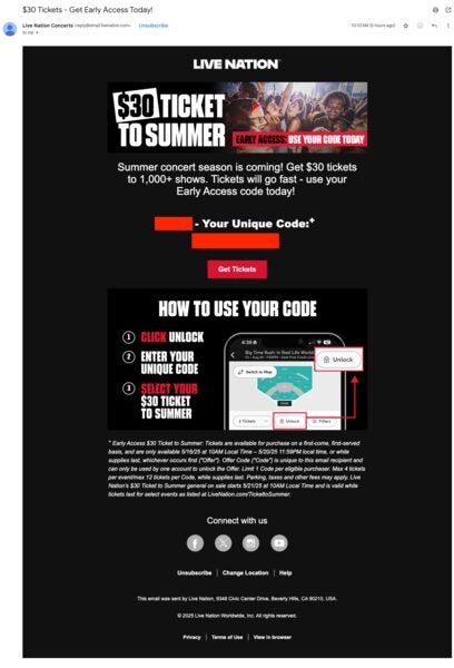 [Ticketmaster] Live Nation Ticket to Summer aka Concert Week 2025 - May ...