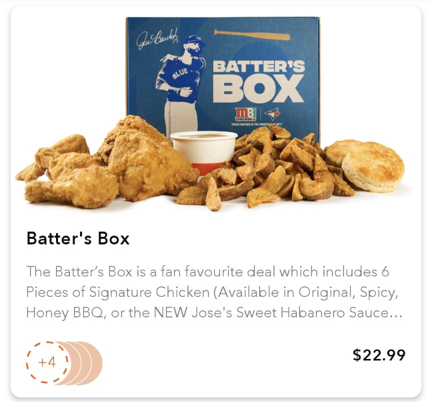 [Mary Brown's] Batter's Box $22.99, 6 pcs chicken, med taters, 2 ...