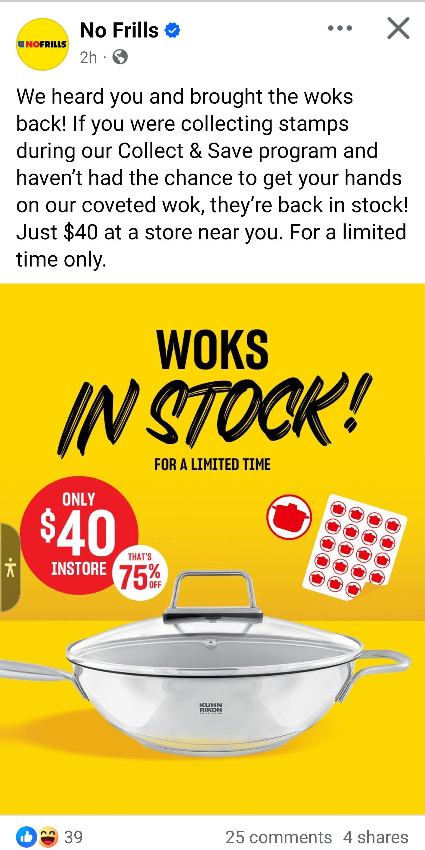 [No Frills] PC Black Label Pizza $7.99 + 5,000 PCO points, Free Dawn ...