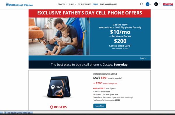 [Costco] Costco Father's Day Cell Phone Deal Motorola Razr 2025 Flip ...