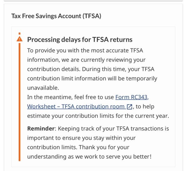 TFSA is back on CRA - RedFlagDeals.com Forums