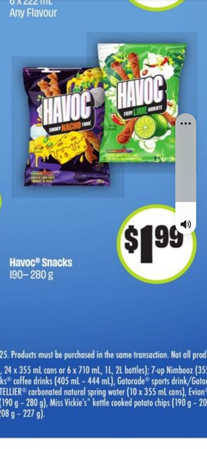 [FreshCo] ON flyer Havoc snacks 1.99, 500 points WUS $25 PepsiCo ...