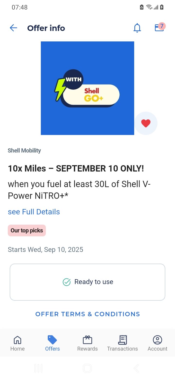 [Shell] Air Miles Flash Offer 10x on 30L Nitro fuel Wednesday September ...