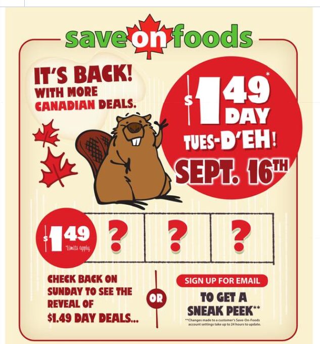 [Save On Foods] $1.49 Day on Tuesday, September 16 - RedFlagDeals.com ...