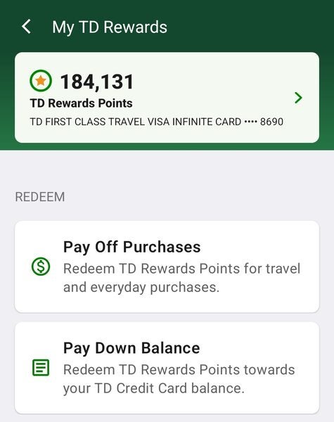[TD Bank] TD First Class Travel Visa Infinite Card - 165K TD Rewards ...