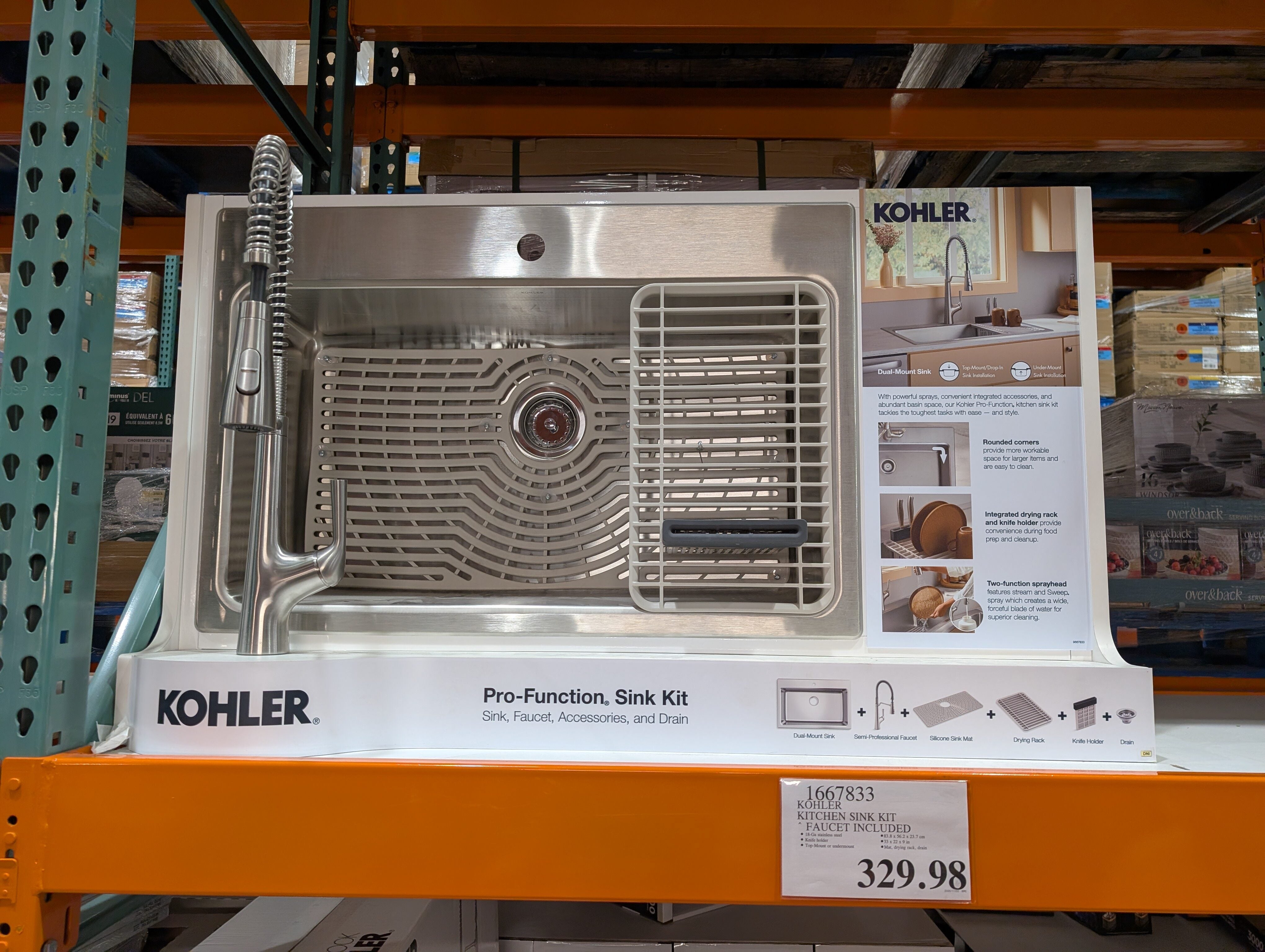 [Costco] Kohler Pro Function Dual Mount Single Bowl Sink @ $330 ...
