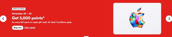 [PC Optimum] 5000 PCO points for every $50 spent on Apple Gift Cards ...