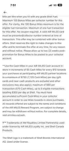 [Shell] Shell - Get up to 100 bonus air miles - nov 27th only (ymmv ...