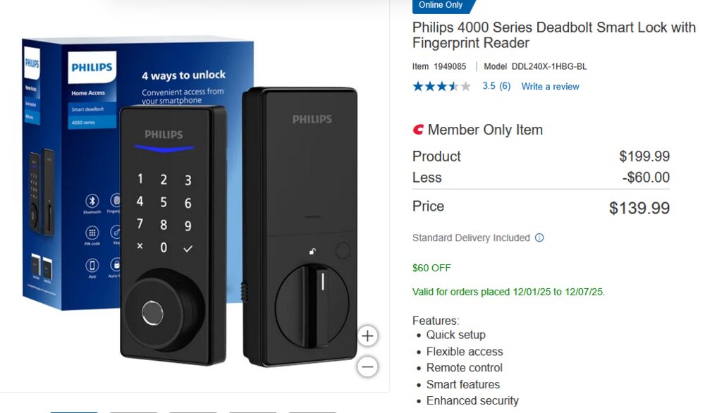 [Costco] [Costco] Philips 4000 series smart door lock - $139.99 ...