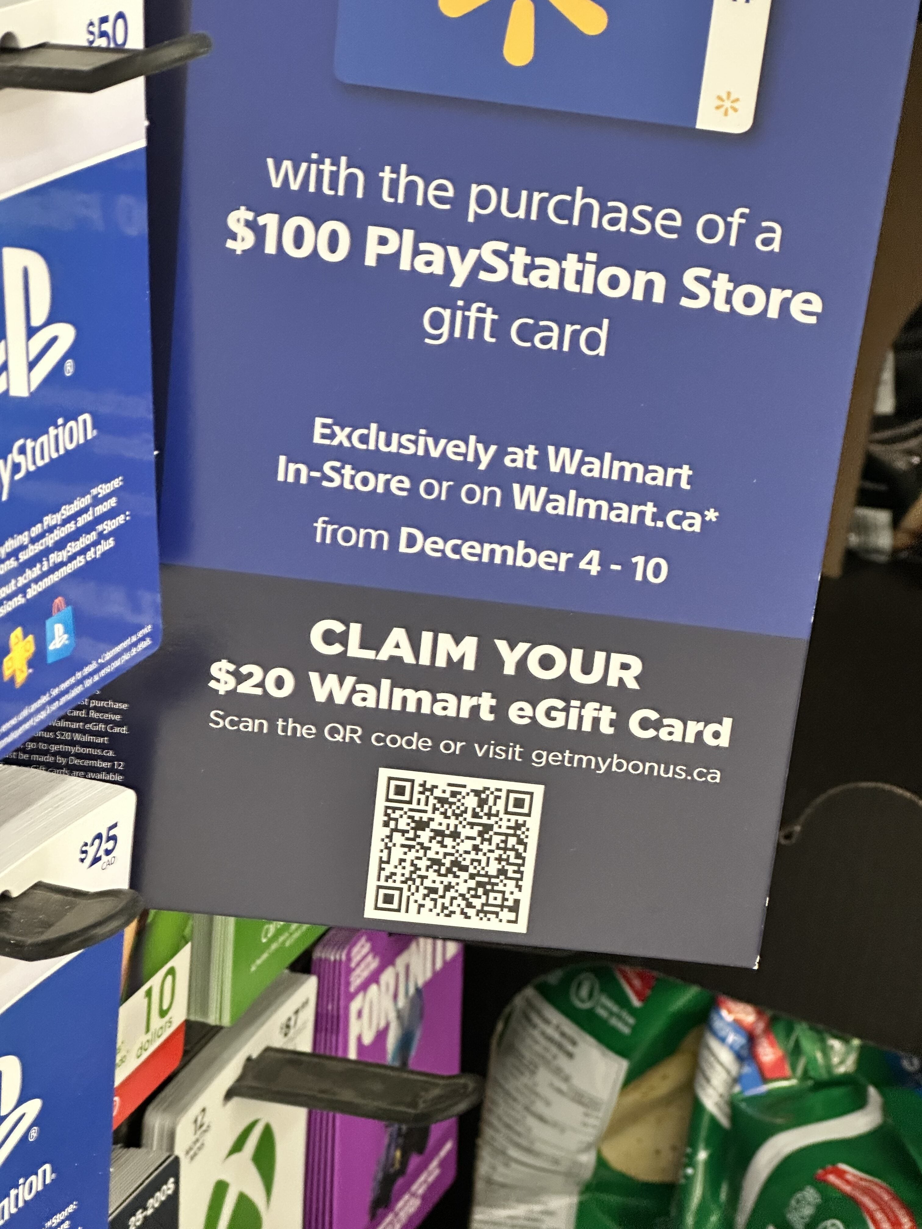 [Walmart] Buy $100 PlayStation Get Bonus $20 Walmart eGC (Starts from ...