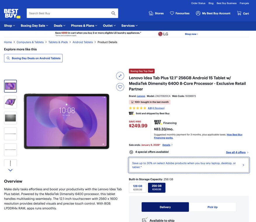 [Best Buy] Lenovo Idea Tab Plus 12.1" 256GB Tablet $249 - RedFlagDeals ...