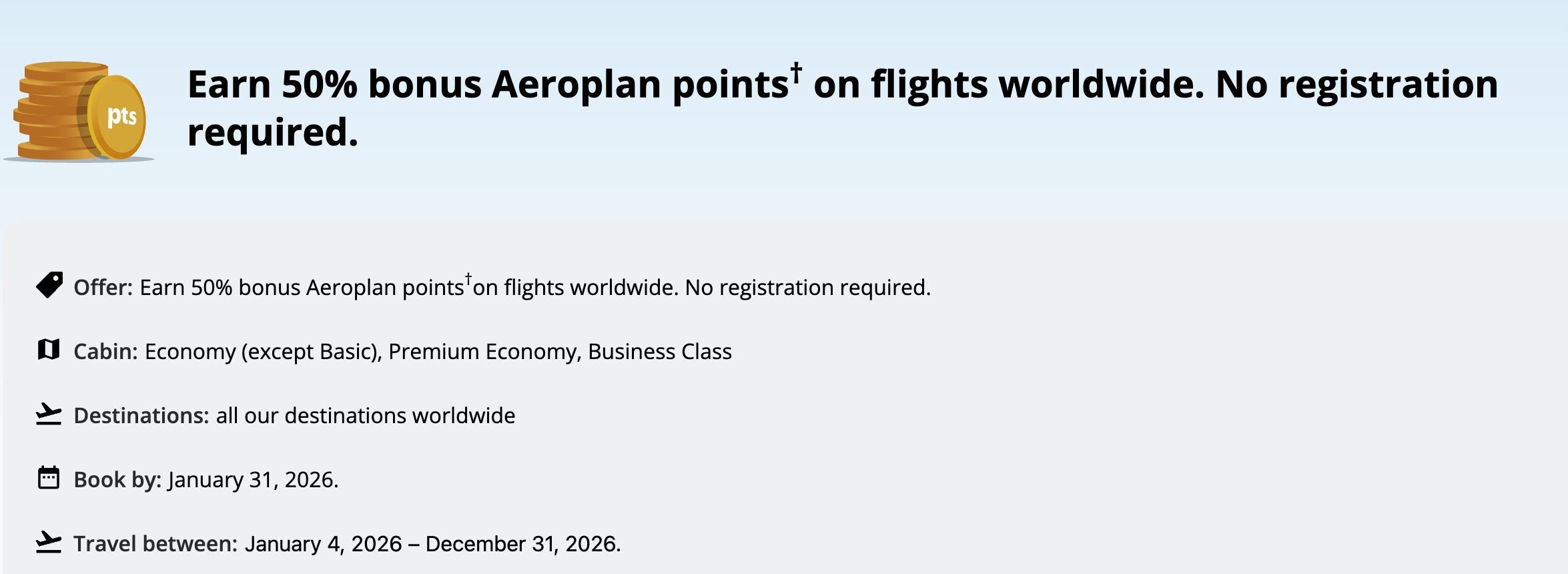 [Air Canada] Earn 50% bonus Aeroplan points on Air Canada flights ...