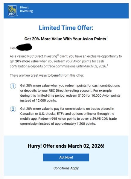 [Royal Bank] YMMV - Get 20% more value when you redeem points for cash ...