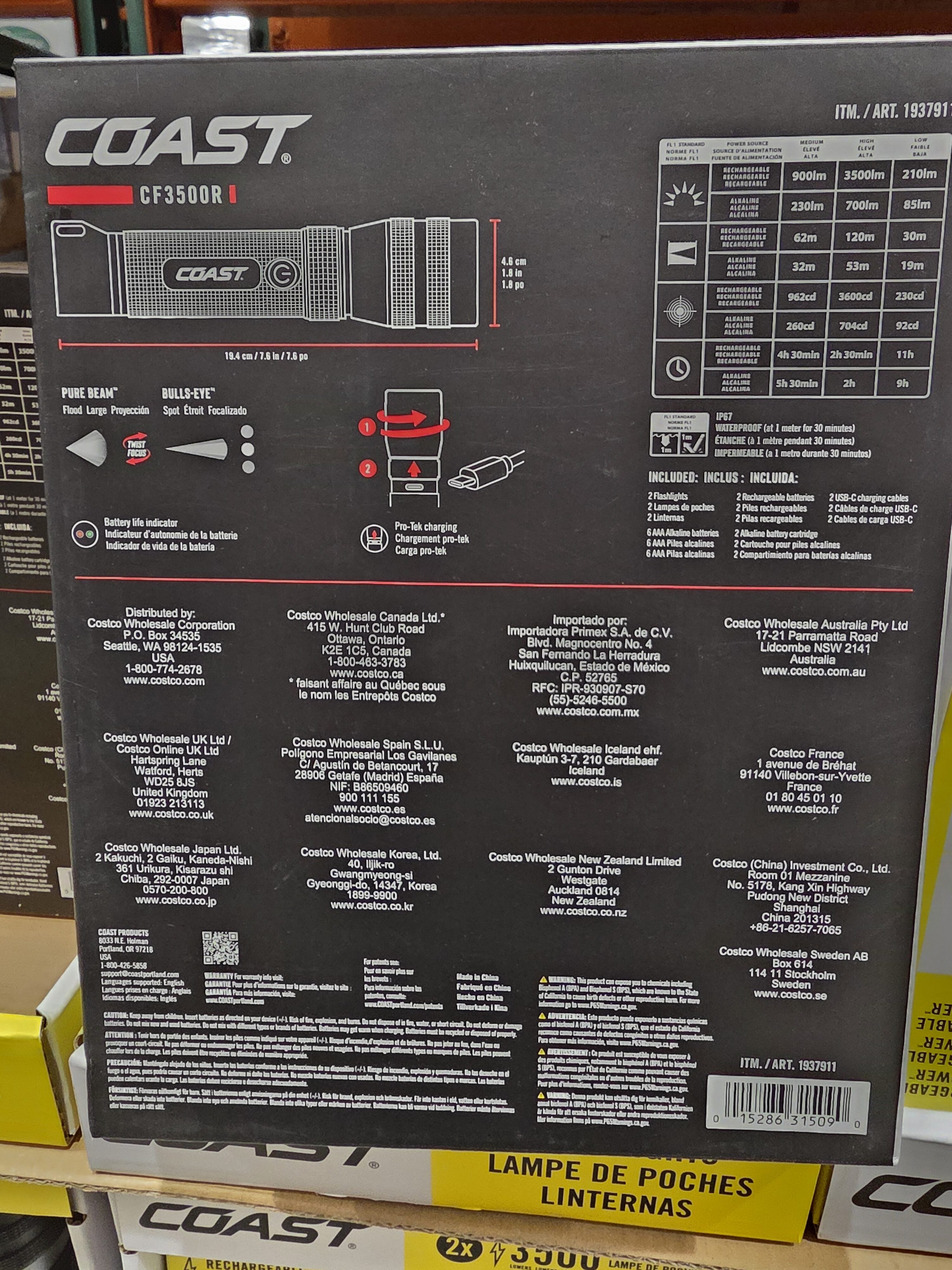 Costco (Ajax): Coast Flashlight 2 Pack, $19.97 - RedFlagDeals.com Forums