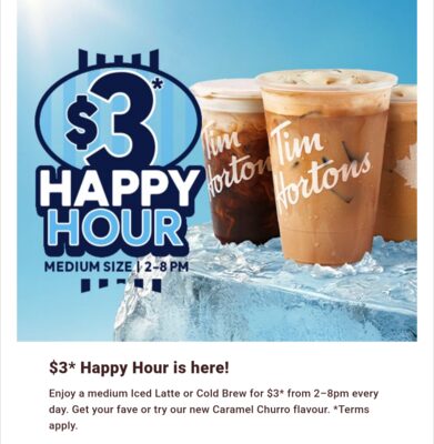 [Tim Hortons] YMMV APP $5 grilled cheese melt, $3 iced latte/cold brew ...