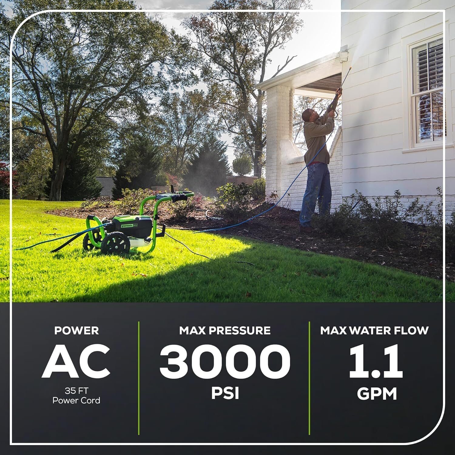 [Rona] Greenworks Pro 3000 PSI 1.1 GPM Brushless Corded Electric ...