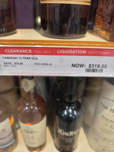 [LCBO] CLEARANCE LCBO in-store offer. The Yamazaki 12 year single malt ...