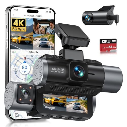 [Amazon.ca] [Prime Day] GKU D1000 4K+1080P+1080P 3-Channel Dash Cam ...